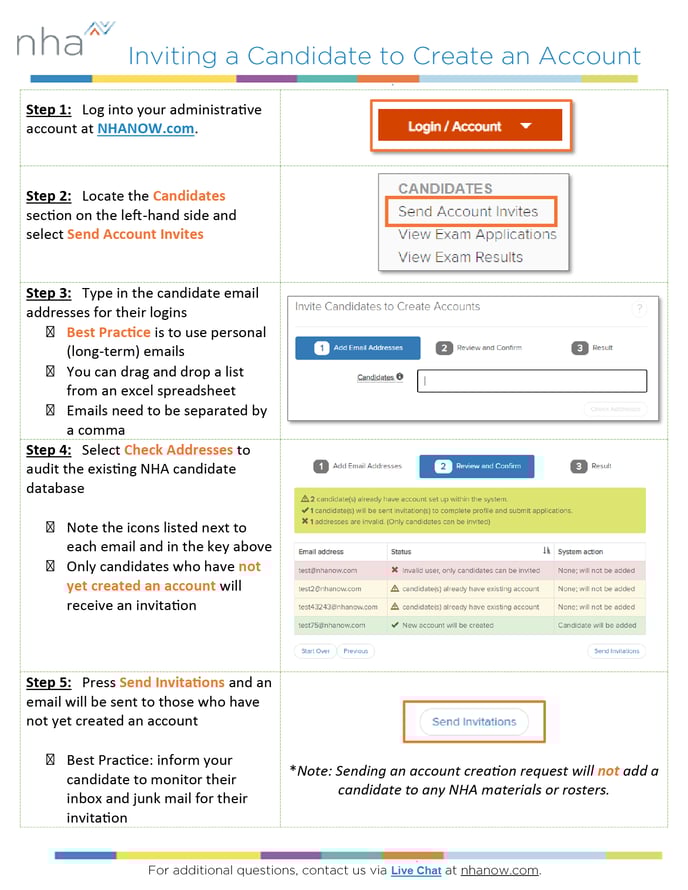 Inviting a Candidate to Create an Account